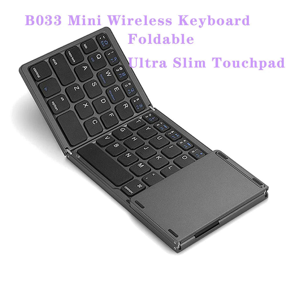 Teclado Sem Fio Dobrável Ultra Fino Touchpad Compatível Com Bluetooth Recarregável Para Tablet