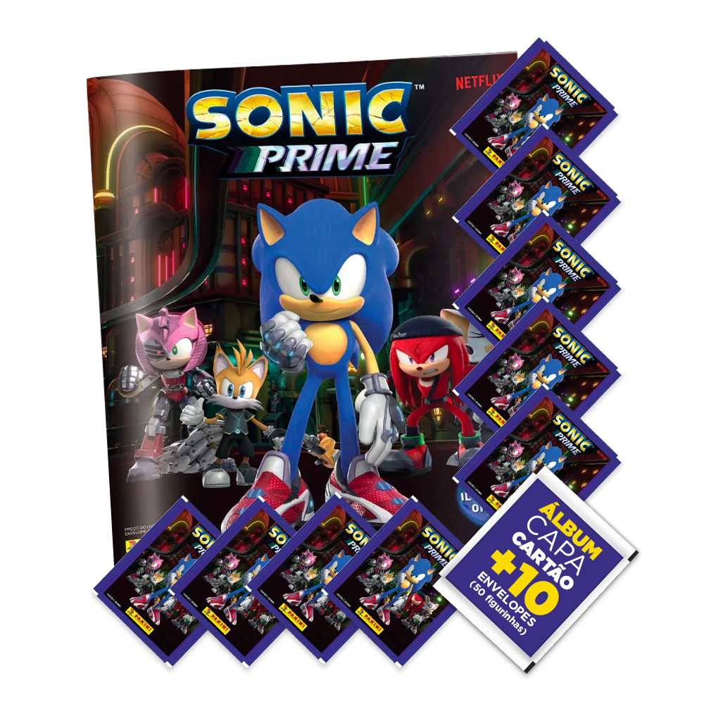 Sonic Prime - Álbum Capa Cartão +10 Envelopes (50 Figurinhas) - Oficial ...