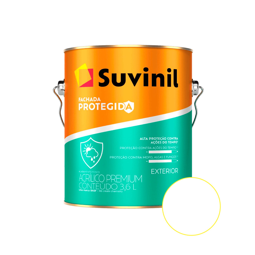 Tinta Acrílica Fachada Protegida Branco Neve Fosco 3,6 Litros - SUVINIL | Shopee Brasil