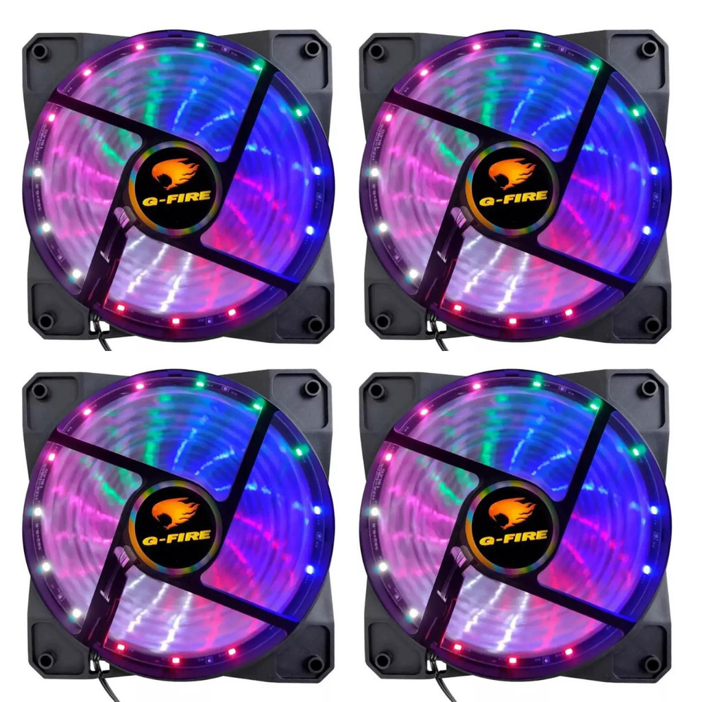 Kit 4 Fan Cooler Multicolor 12cm | Shopee Brasil