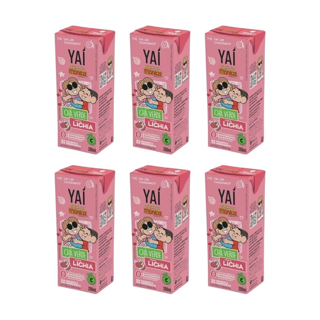 Kit 6 Un Cha Verde Lichia Turma Da Monica Zero Yai 200ml | Shopee Brasil