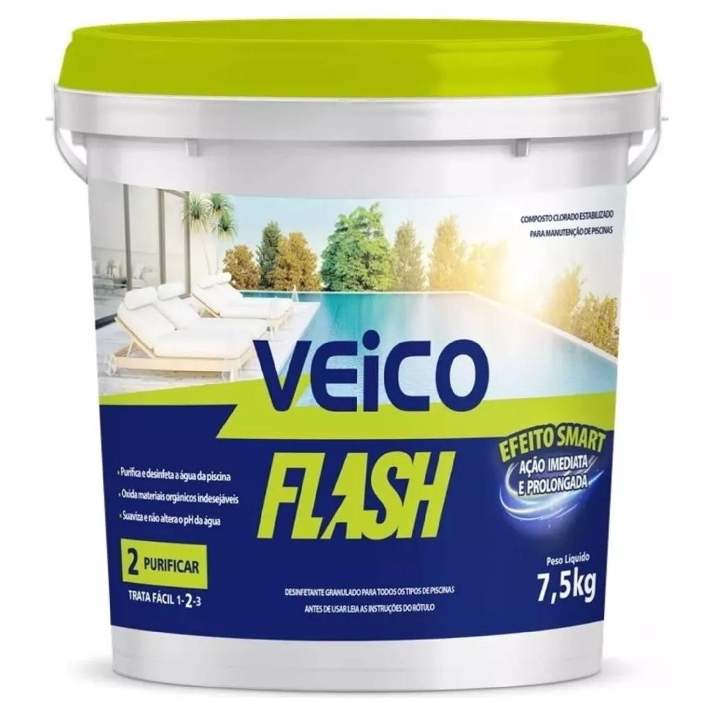 Cloro Piscina Veico Smart Flash 7,5kg Blue Pool | Shopee Brasil