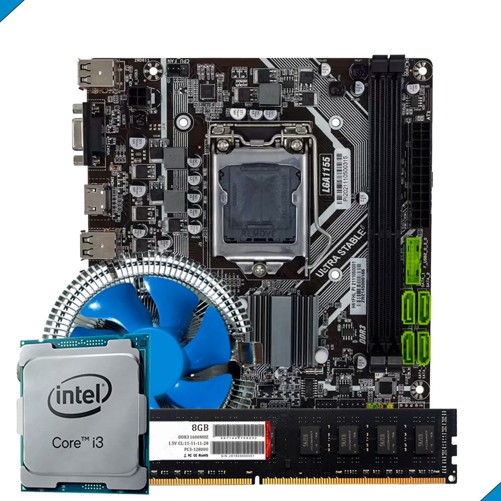 Kit Upgrade PC Gamer Intel Core I3 + Ddr3 8GB + Placa Mae H61 Slot NVME M2 + Cooler | Shopee Brasil