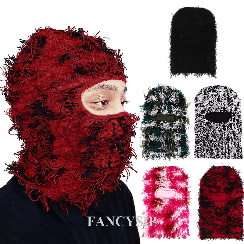 Hip Hop Balaclava Angustiado Bonés De Malha Rosto Cheio Máscara De ...