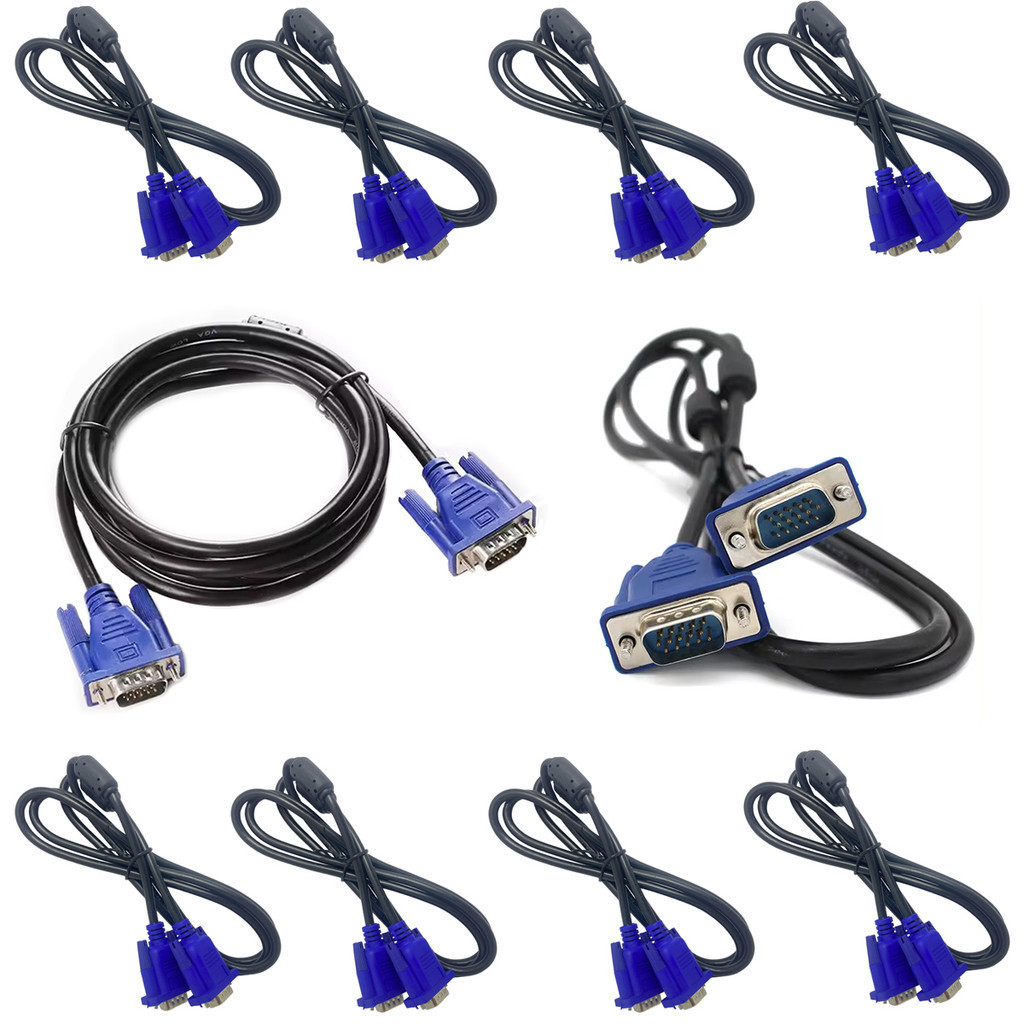 Kit 10 Cabos VGA com Filtro para Monitor Pc Notebook Projeto Conector ...