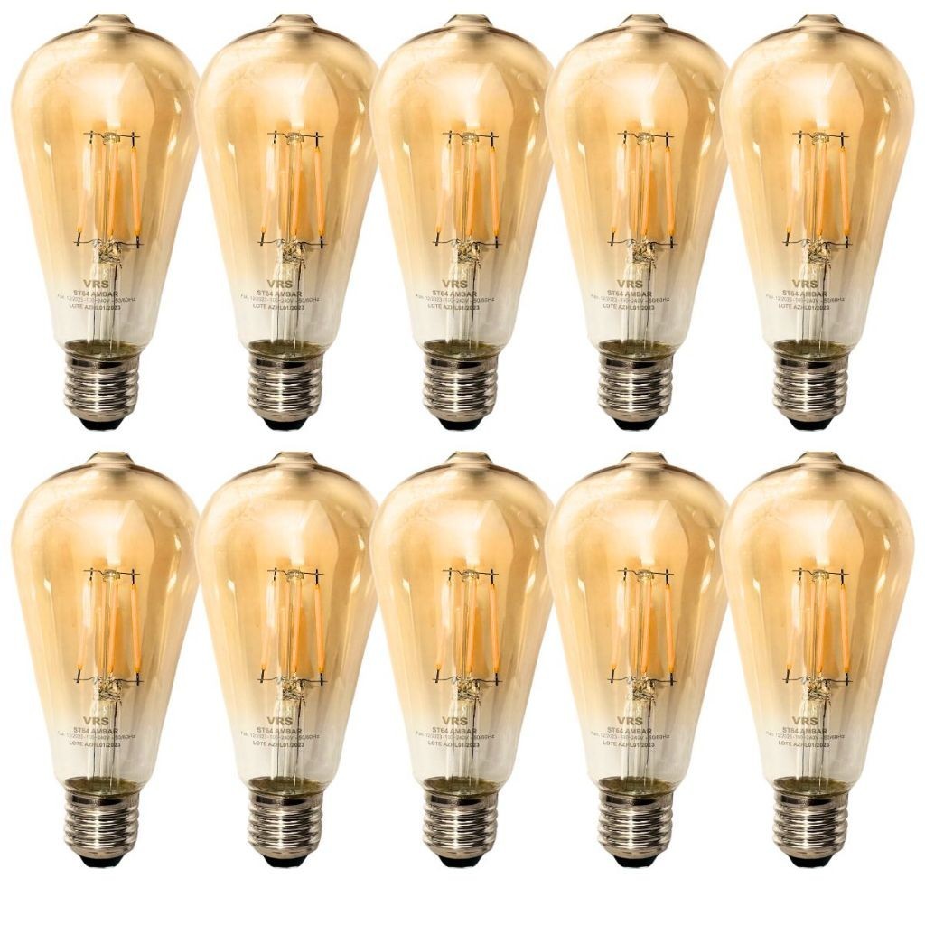 kit 10 Lâmpadas Filamento Led Âmbar Bivolt 4W 2200K Luz Amarela - VRS ...