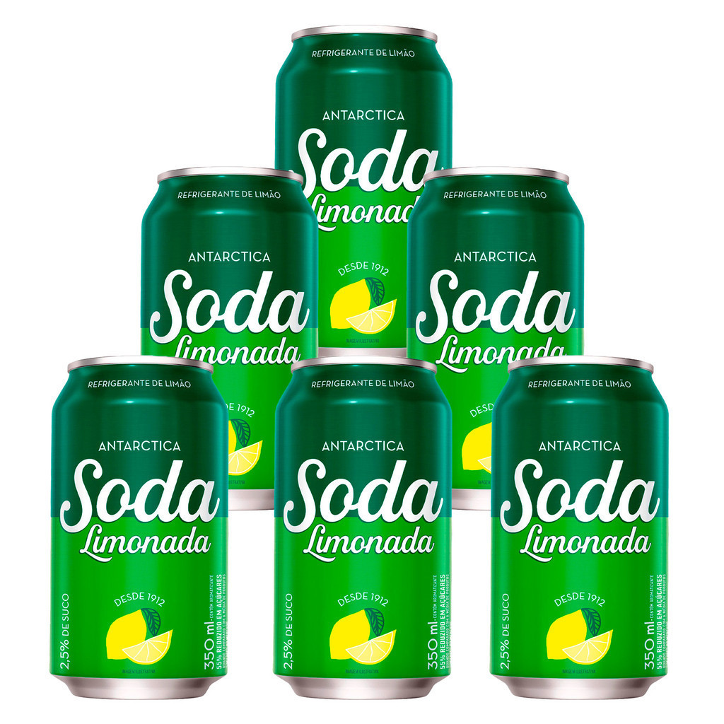 Refrigerante Soda Limonada Antarctica Lata 350ml 6un | Shopee Brasil