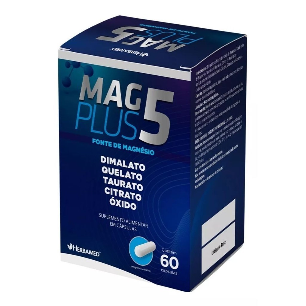 Suplemento Alimentar Mag Plus 5 60 Caps 550mg - Herbamed | Shopee Brasil