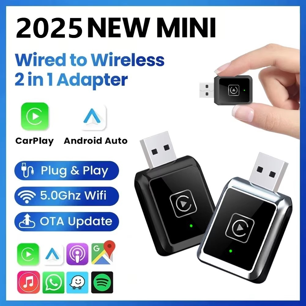 CarPlay Sem Fio Android Adaptador Automático 2 Em 1 Mini Caixa Plug & Play AI Box BT WiFi Para ...