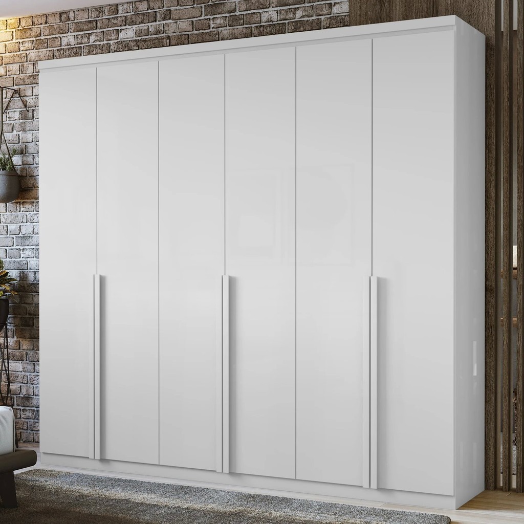Guarda-Roupa Casal 6 Portas 4 Gavetas Alonzo 100% MDF Branco | Shopee ...