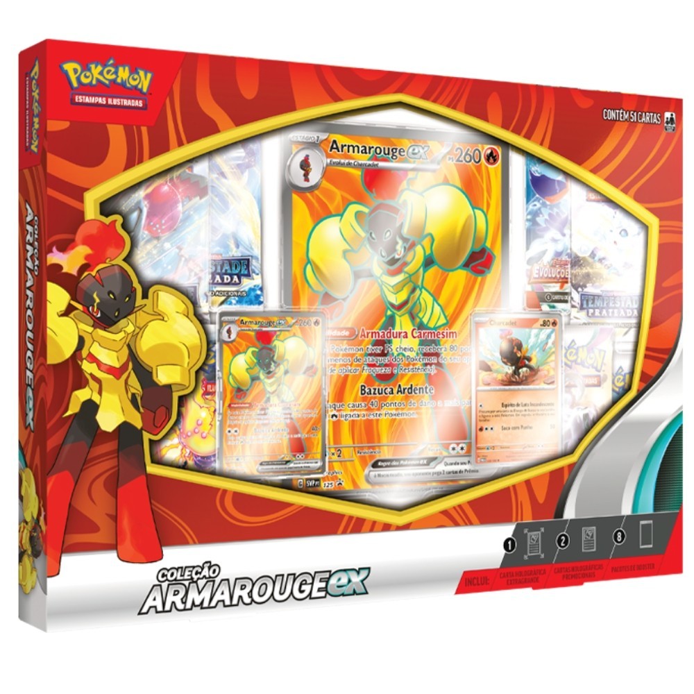 BOX POKÉMON ARMAROUGE EX COPAG ORIGINAL LACRADO 8 BOOSTERS 51 CARTAS ...