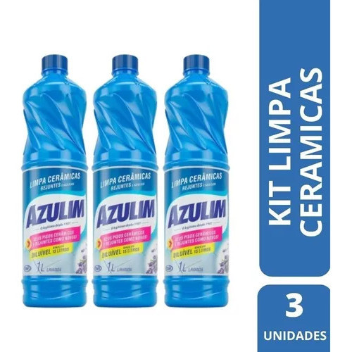 Kit 3 Limpa Ceramica Azulejo e Rejunte Azulim Para Limpeza Pesada ou ...