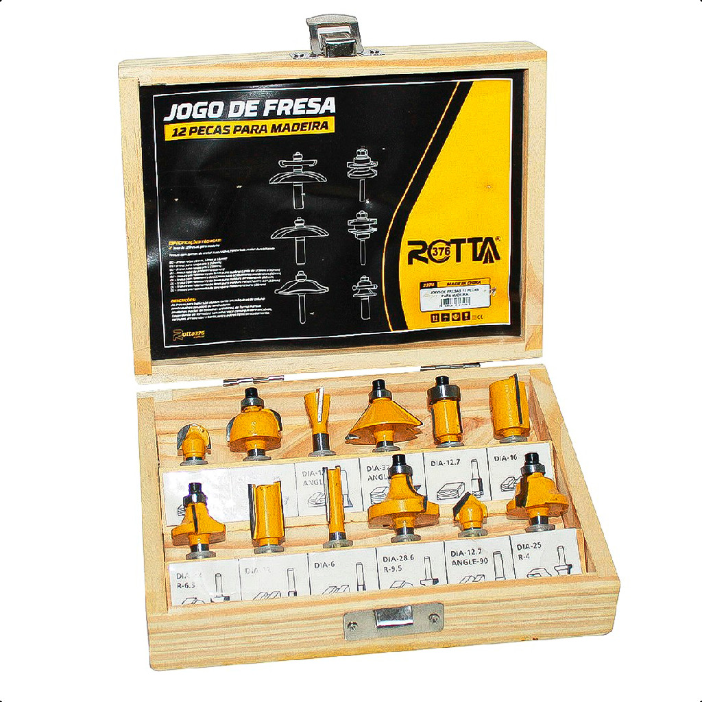 Kit Fresas Para Tupia Madeira 12 Peças Haste 6mm | Shopee Brasil