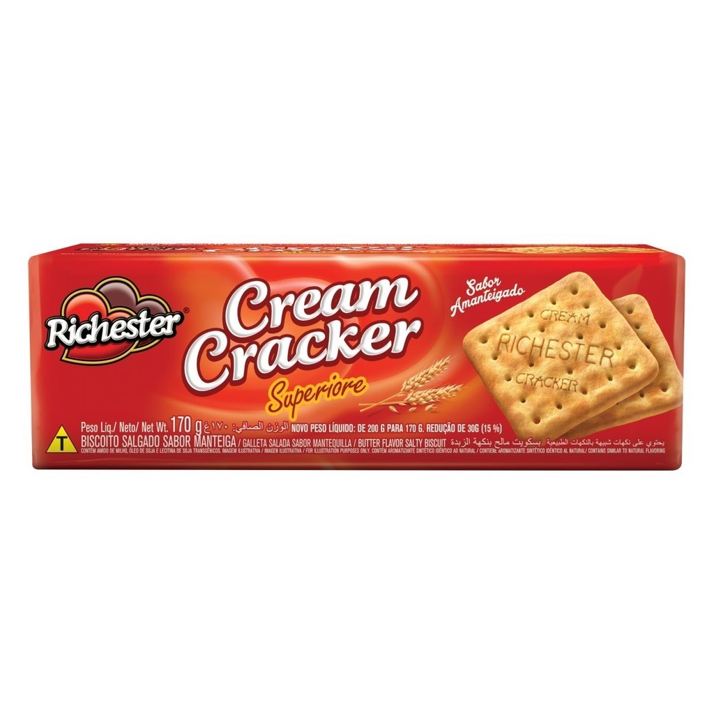 Biscoito Cream Cracker 170g Sabor Manteiga - RICHESTER | Shopee Brasil