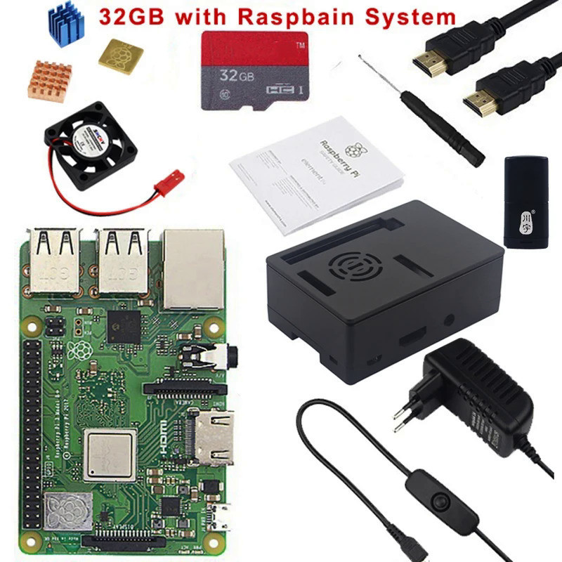 Raspberry Pi 3 Modelo B Plus Original com WiFi & Bluetooth Opcional ABS Caso Ventilador ...