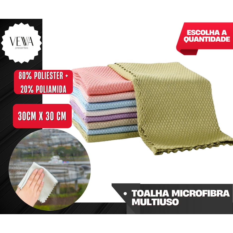 Pano Absorvente Microfibra 30cm x 30cm Limpeza Uso Geral Domestico ...