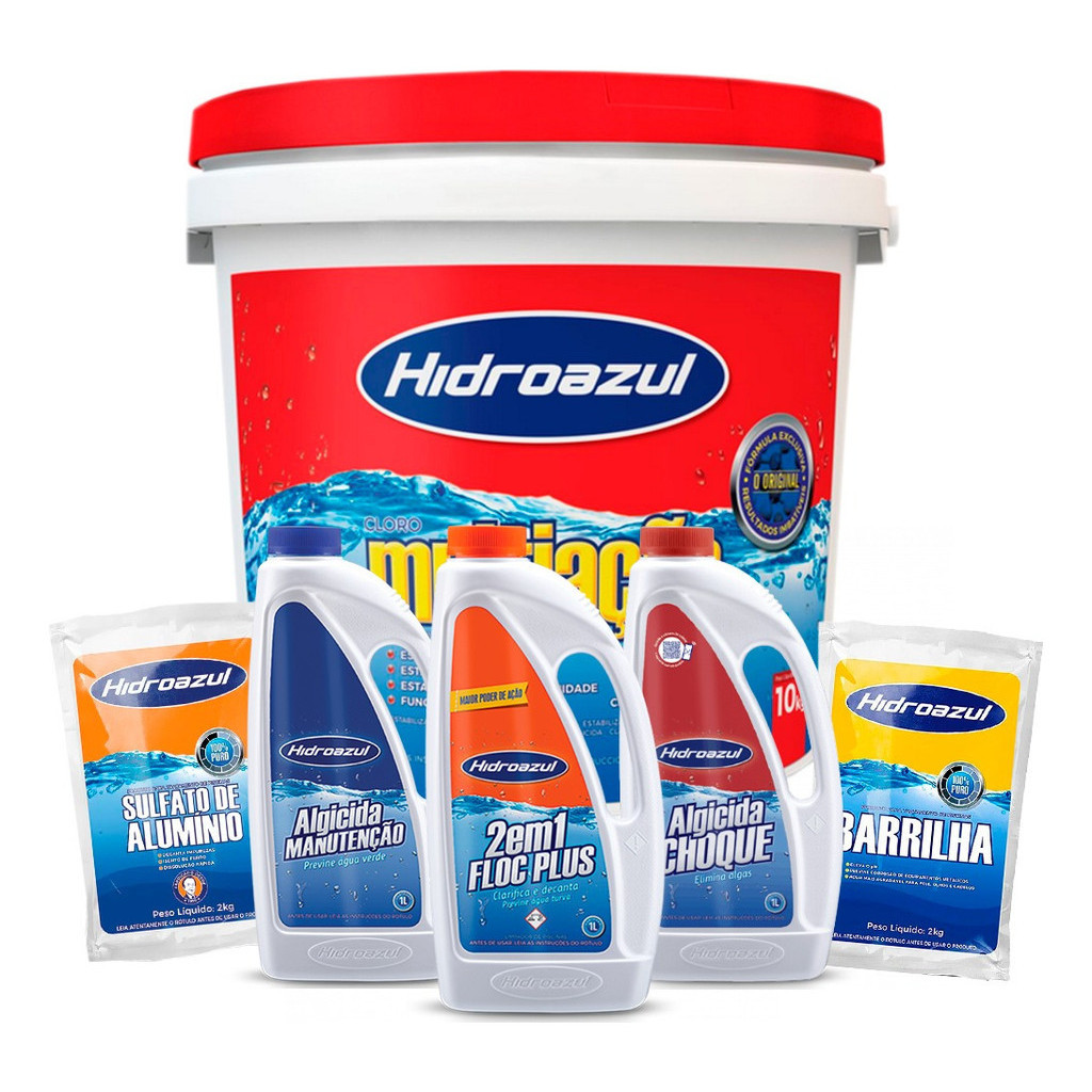 Kit Limpeza E Tratamento De Piscinas Completo Hidroazul | Shopee Brasil