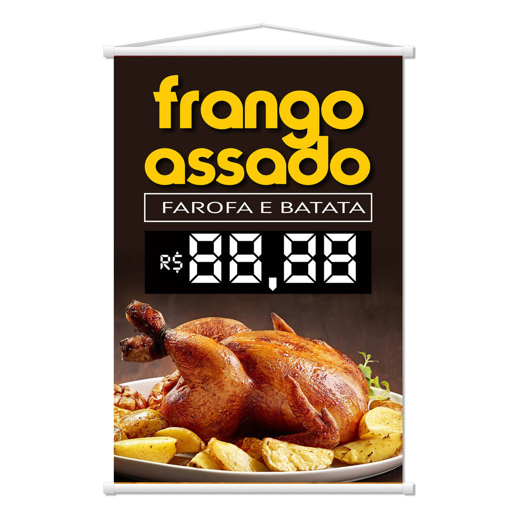 Banner Em Lona Frango Assado 80cm X 60cm Para Lojas Padaria | Shopee Brasil