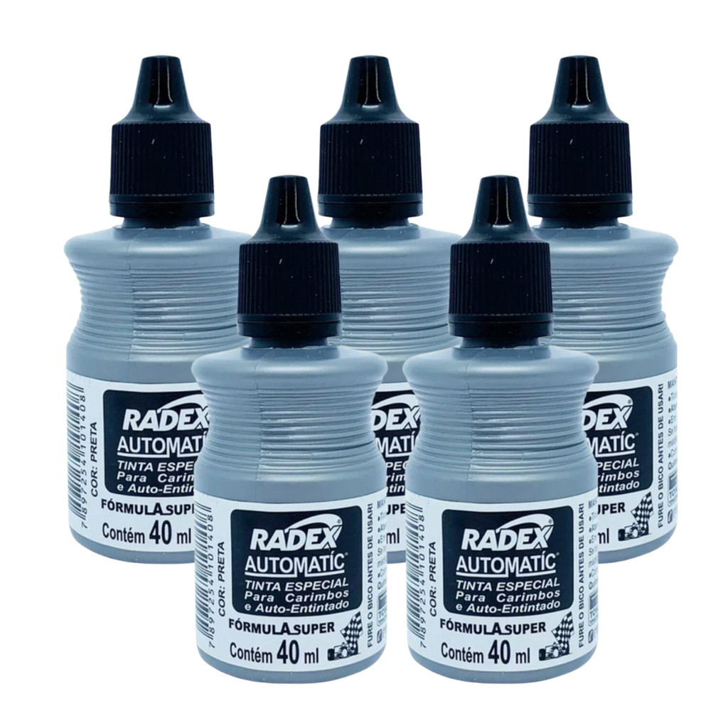 Tinta Para Carimbo Automático Automatic Radex Preto 5 Unidades | Shopee ...