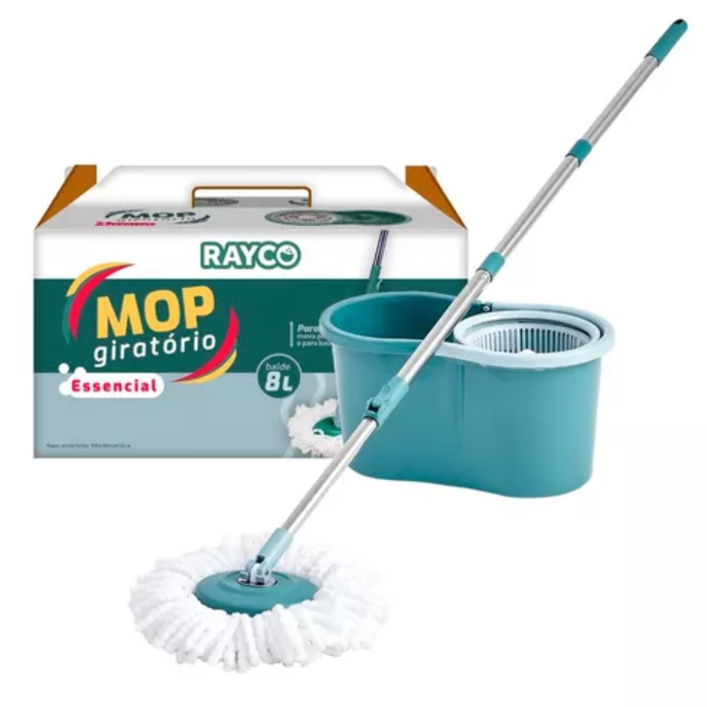 Mop Giratório 8L Cabo em Inox + Refil Essencial Rayco com Cesto ...