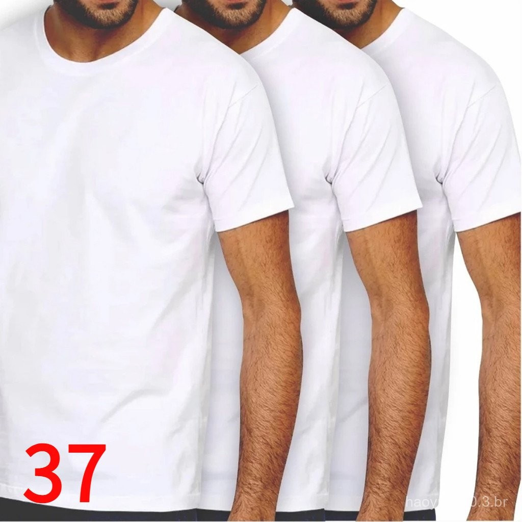 Kit 2 Camisetas Básicas Masculinas Slim Fit 100% Algodão Brancas XAMT ...