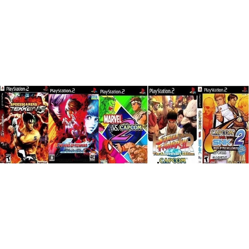 5 Jogos Ps2 Tekken 5 Kof 2002 Marvel vs Capcom 2 Street Fighter 2 ...