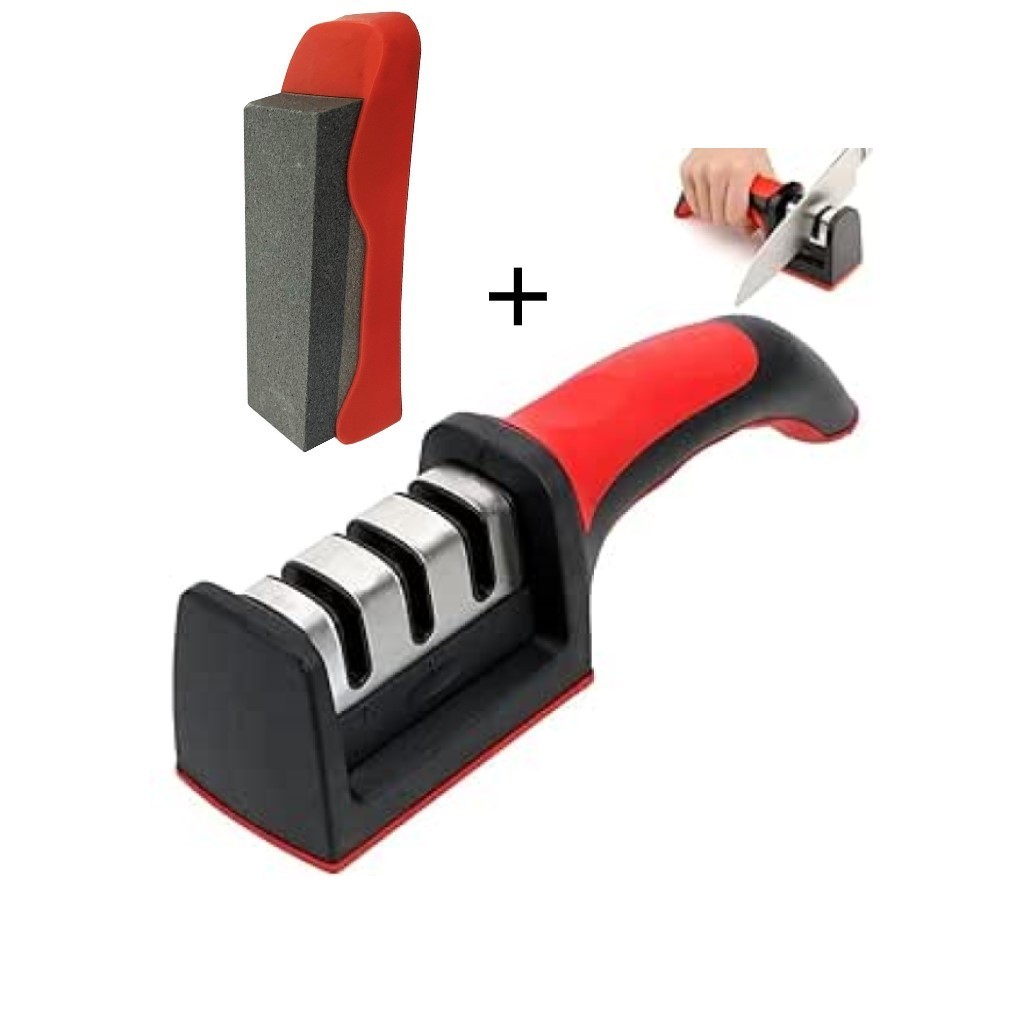 Kit Pedra e Amolador Inox Para Afiar Amolar Facas E Laminas Com Base ...