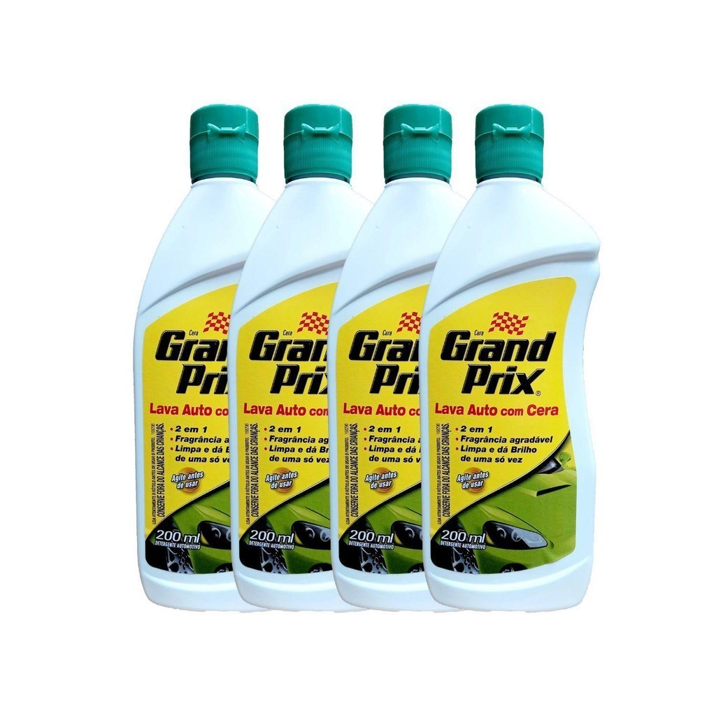 Kit com 4 GRAND PRIX LAVA AUTO COM CERA 200 ML | Shopee Brasil