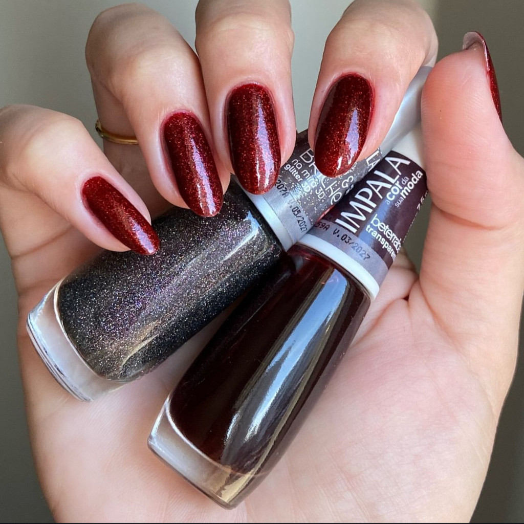 Kit 2 Esmalte Impala Beterraba e Na Mira 3D Glitter Hipoalergênico ...