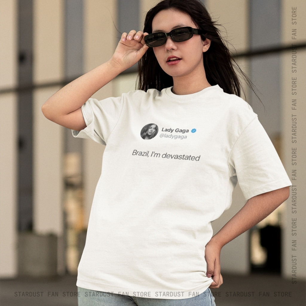 Camiseta LADY GAGA 100% Algodão BRAZIL I'm Devastated Meme Música Pop ...