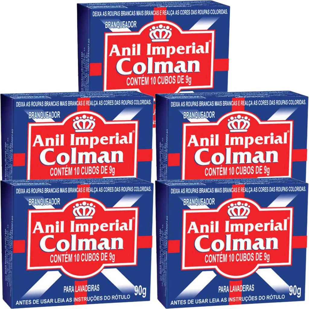 5 Peças de Anil Pedra Imperial Colman 90g Com 10 Cubos De 9g Cada ...
