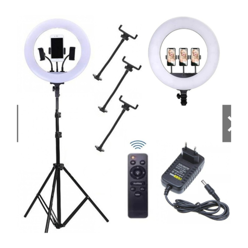 Iluminador Ring Light 14 Polegadas COM Tripe 2.1m COM 3 Suporte De Celular ( 110V ) | Shopee Brasil