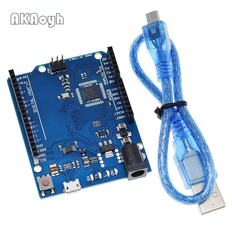 Placa De Desenvolvimento Microcontrolador Leonardo R3 Atmega32u4 Com Cabo USB Compatível Arduino ...