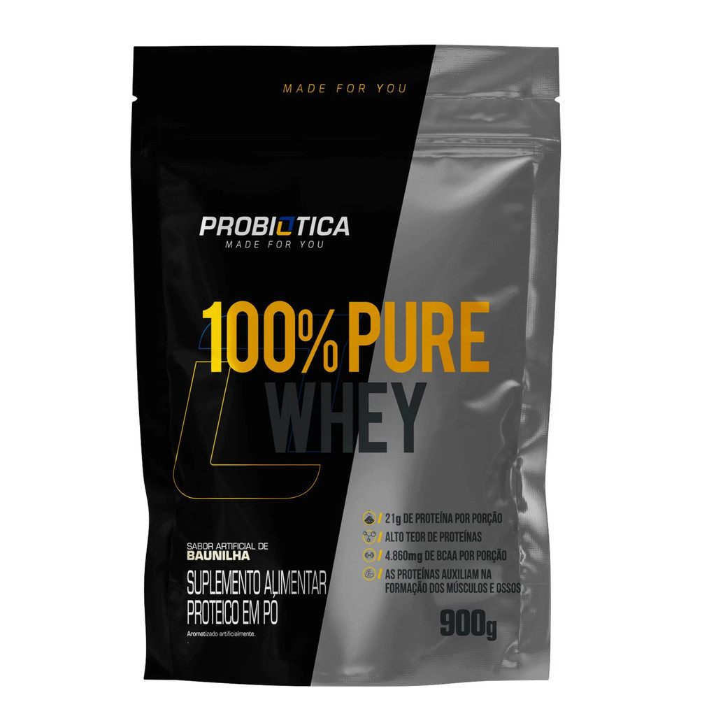 Whey 100% Probiotica Proteína Baixo Carbo 900g Academia Musculação ...