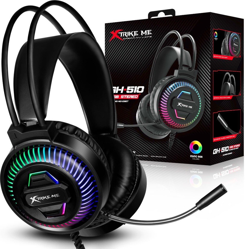 Headset Gamer com Fio USB Xtrike-ME GH-510 Iluminação Led RGB ...