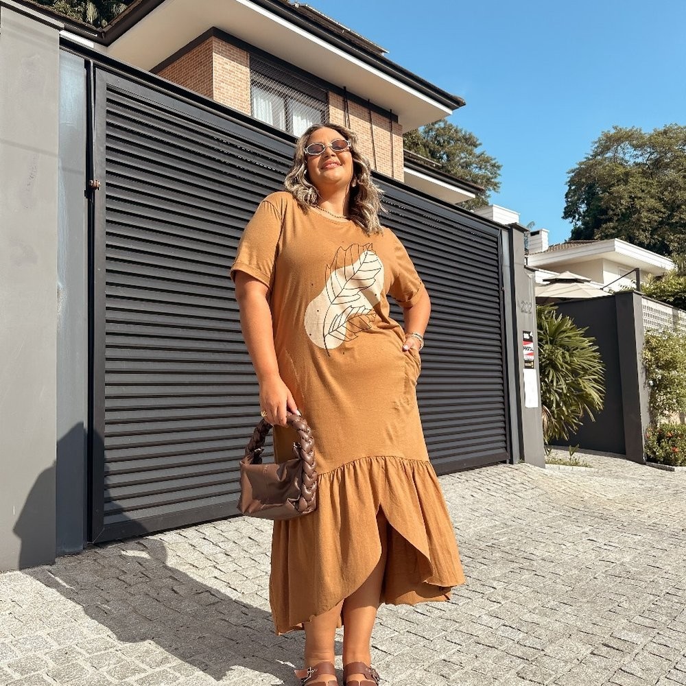 Vestido Longo de Algodão Giulia PLUS SIZE DO G1 AO G3 | Shopee Brasil