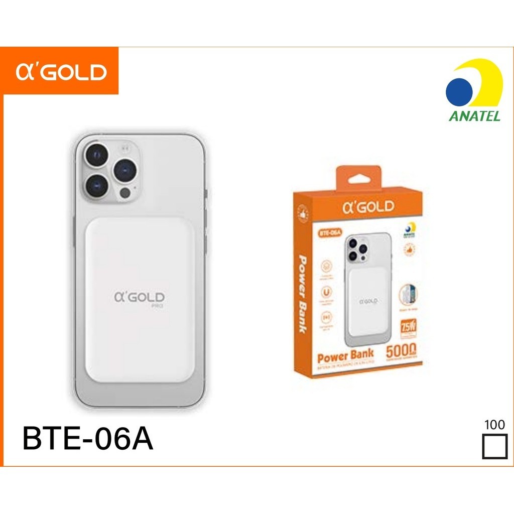 Carregador Portatil Power Bank Magnetico A'GOLD 5000 MAH | Shopee Brasil