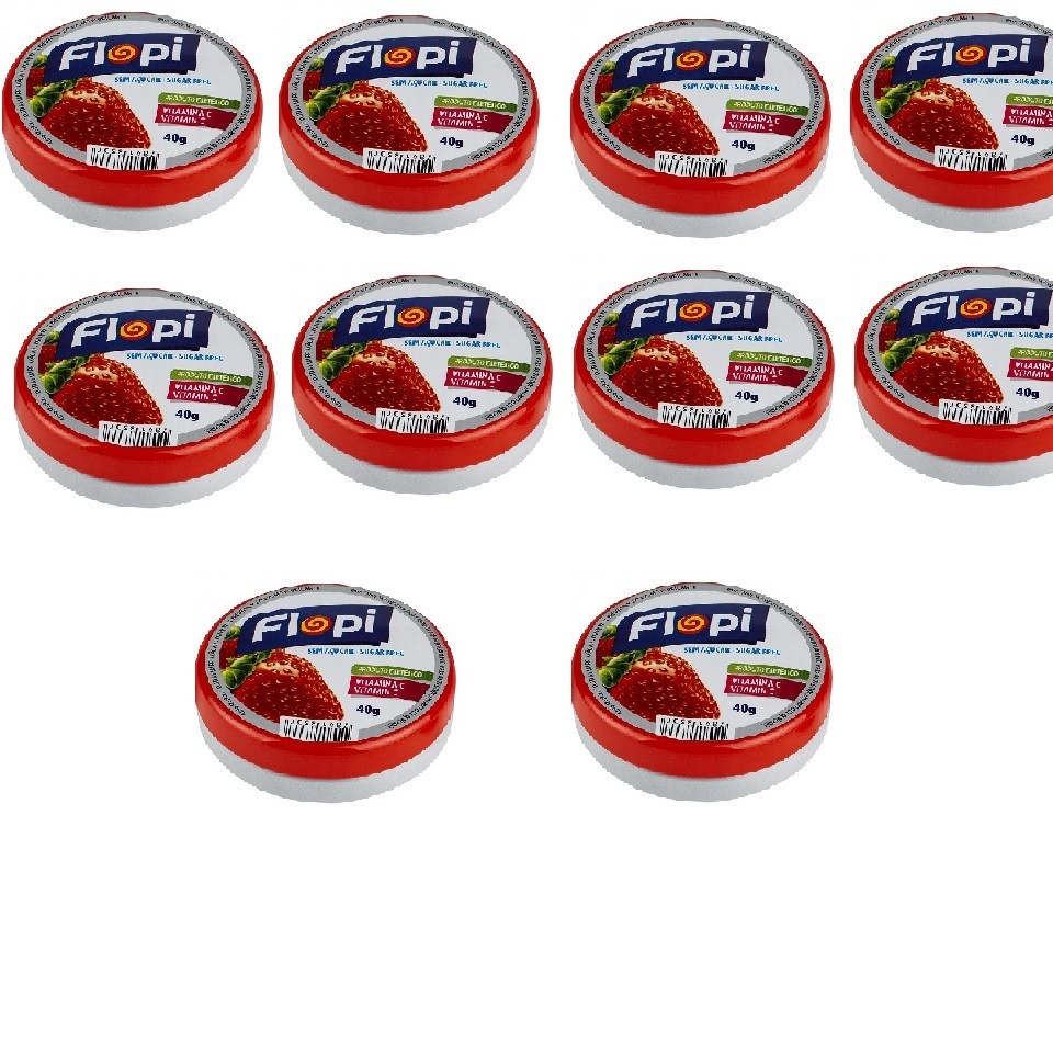 Kit 10 Balas Flopi Sem Açúcar Morango 40g | Shopee Brasil