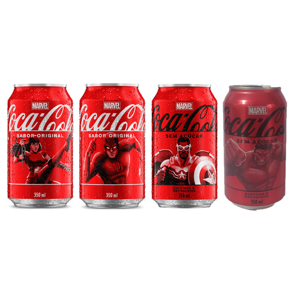Kit 4 Coca Cola Marvel Capitão América Electra Demolidor Hulk Quatro ...