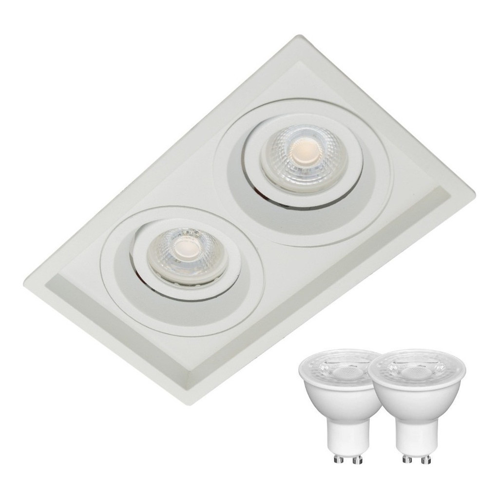 Spot Duplo Embutido Luminária De Embutir MR16 GU10 Dicroica Dupla + Led ...