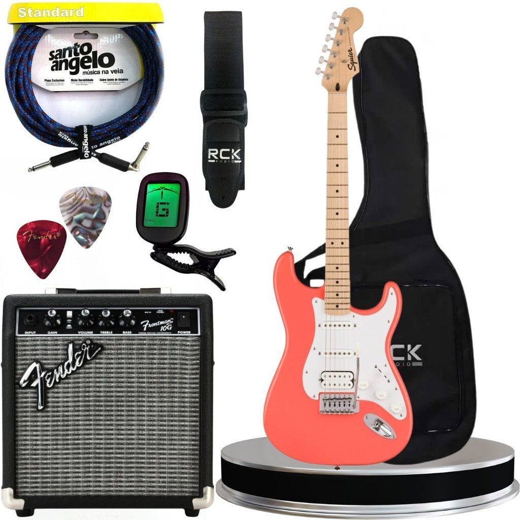 Kit Completo Guitarra Fender Squier Sonic Stratocaster | Shopee Brasil