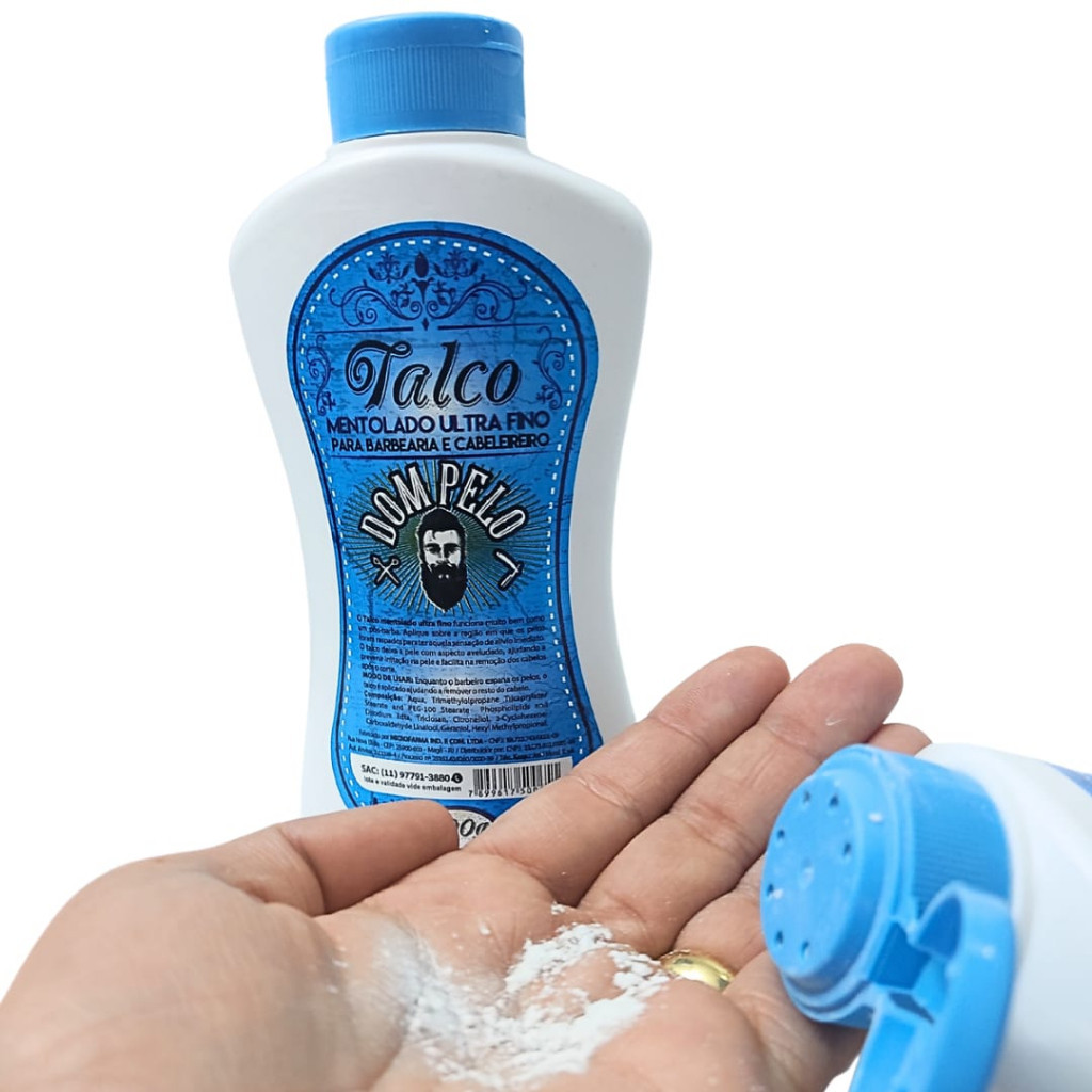 Talco Mentolado Dom Pelo 200g Barbeiro Profissional Refinado Talco para ...