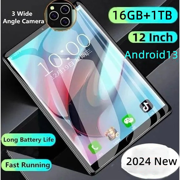 Novo Tablet 12-Polegada HD tela cheia 16GB + 1TB Android13 sistema ...