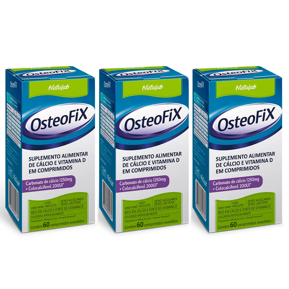 Kit C/3 OsteoFix 1250mg 200UI C/60 Comprimidos | Shopee Brasil