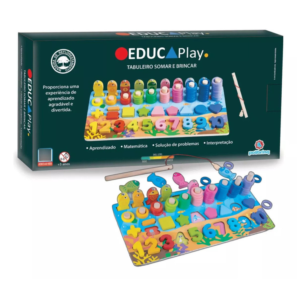 Brinquedo Educativo de Madeira Tabuleiro Somar e Brincar EducaPlay - Polibrinq | Shopee Brasil