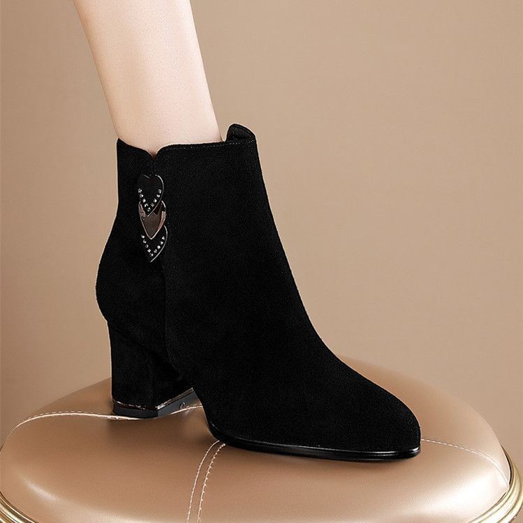 Botas Martin para mulheres de outono e inverno camurça com zíper ...