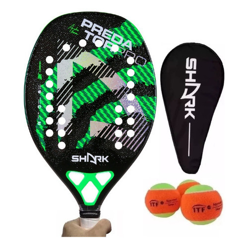 Raquete de Beach Tennis Shark Predator Carbono 3k 22mm 2024 | Shopee Brasil