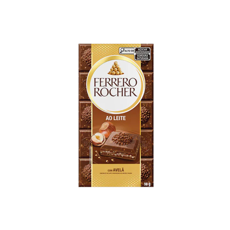 BARRA DE CHOCOLATE FERRERO ROCHER AO LEITE 90G | Shopee Brasil