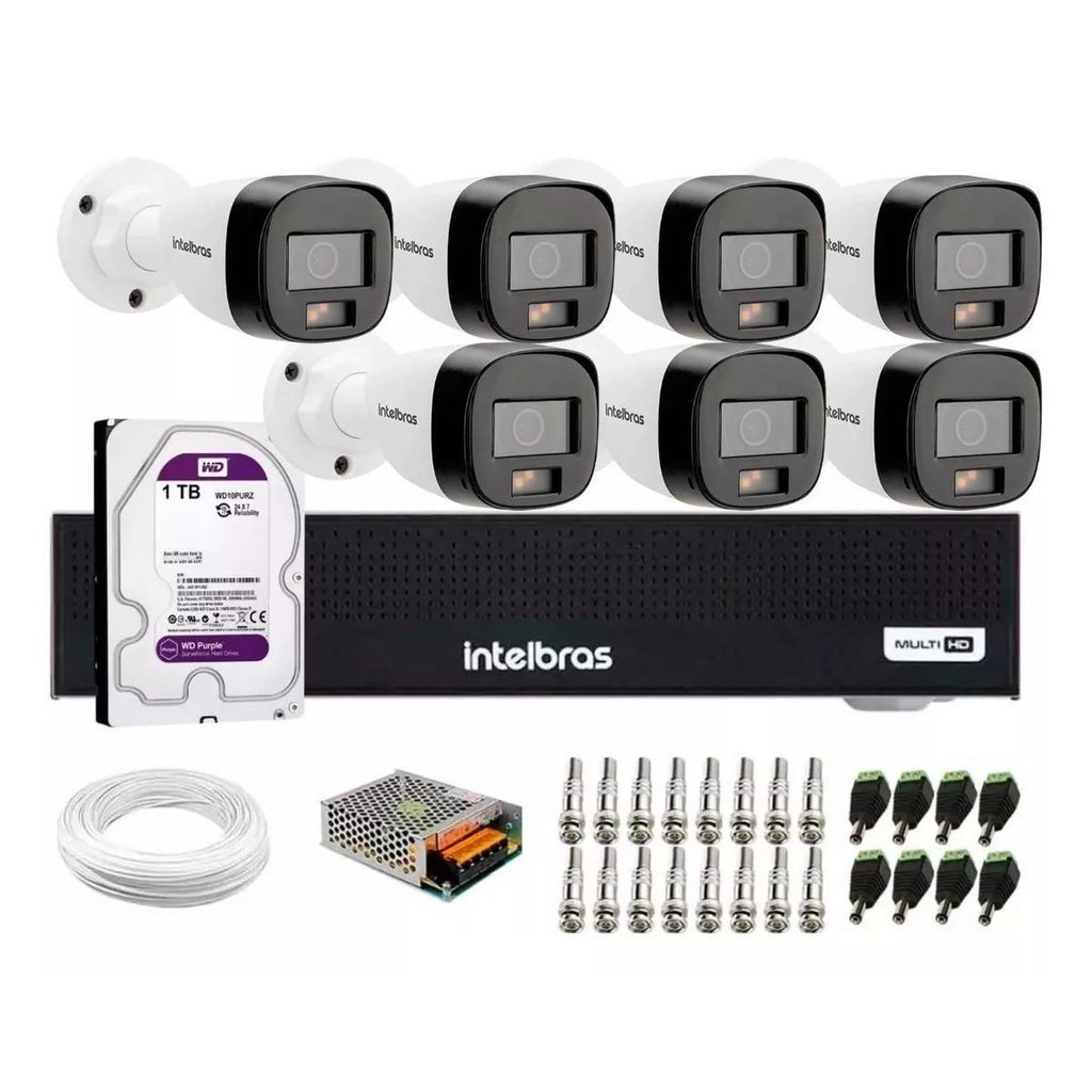 Kit Intelbras 7 Cameras Vhd 1120b Full Color Dvr 1008c C/hd 1tb ...