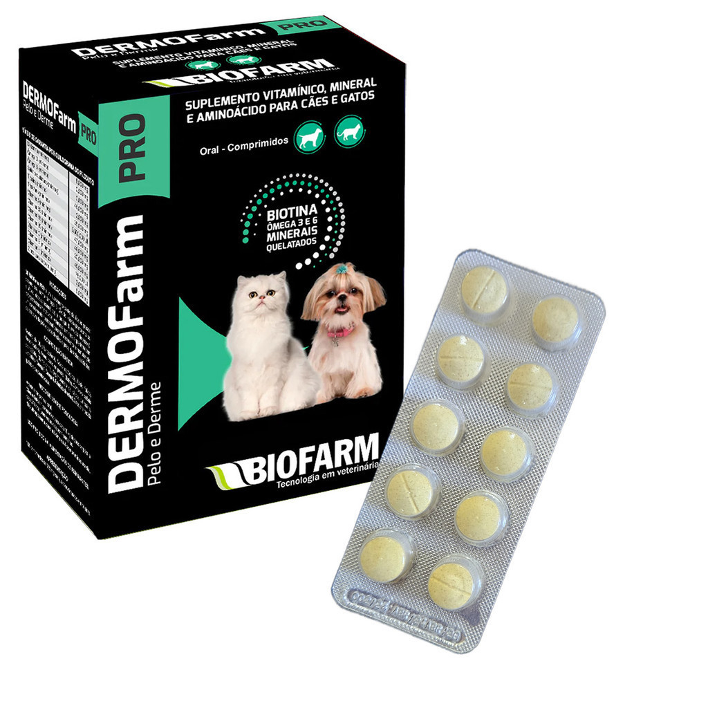 Dermofarm Pro Suplemento Vitamínico Cães e Gatos Biofarm - 10 ...